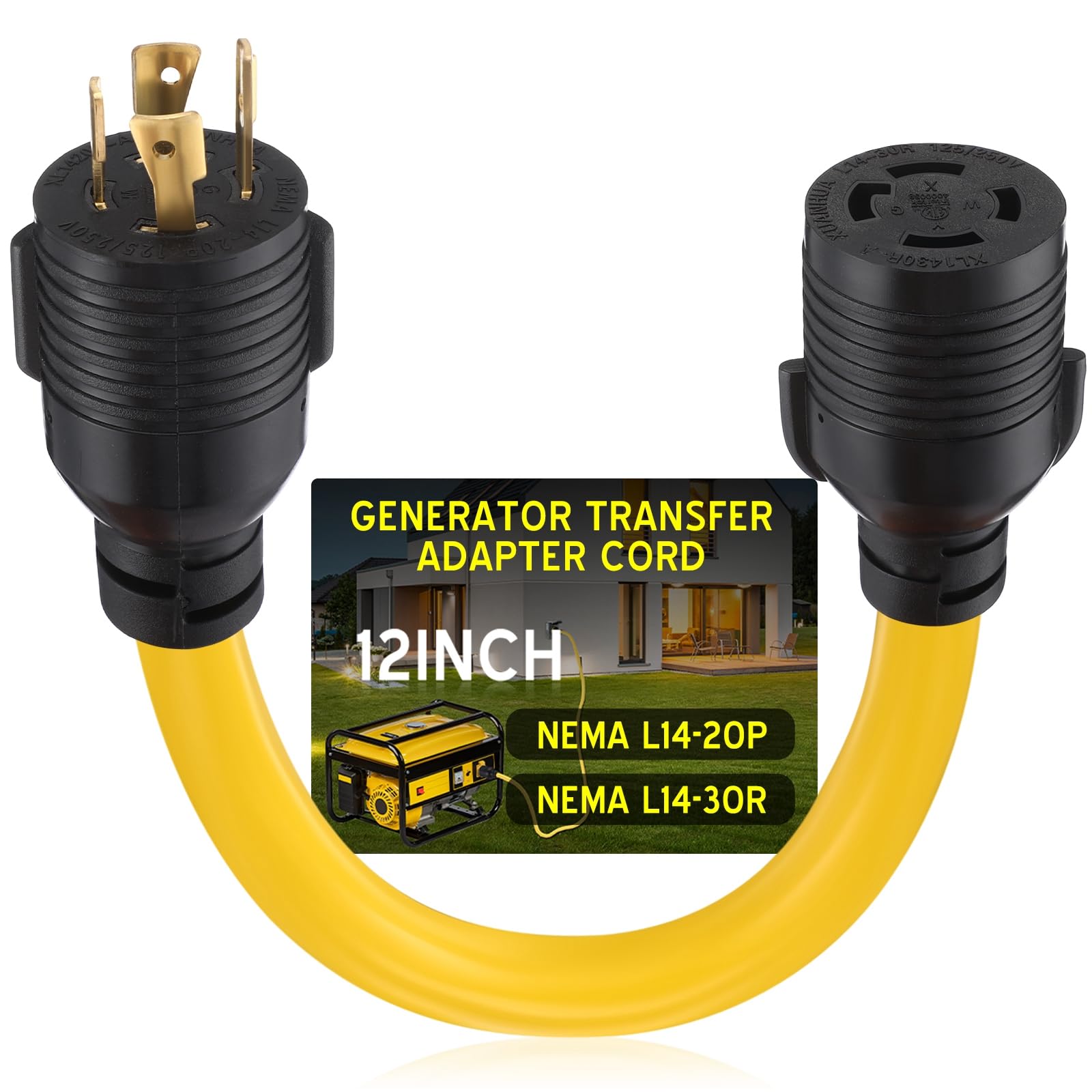 Amazon.com: Kanayu 20Amp to 30Amp Generator Adapter Cord Compatible ...