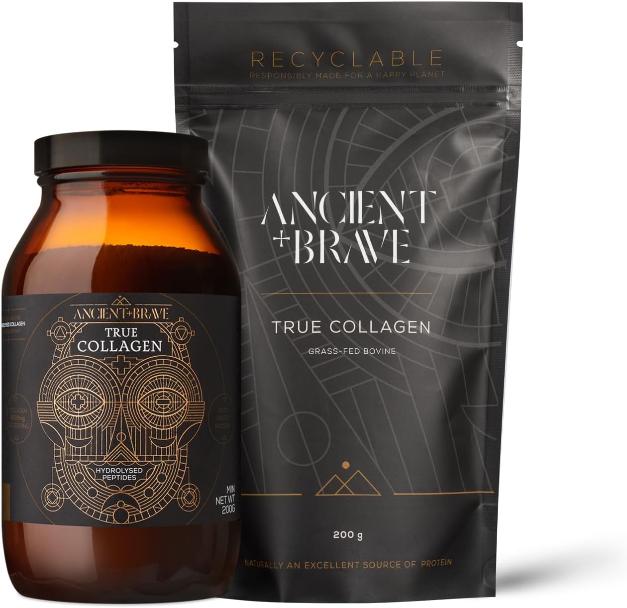 Ancient + Brave True Collagen Bundle - Bovine Collagen Powder - 100% ...