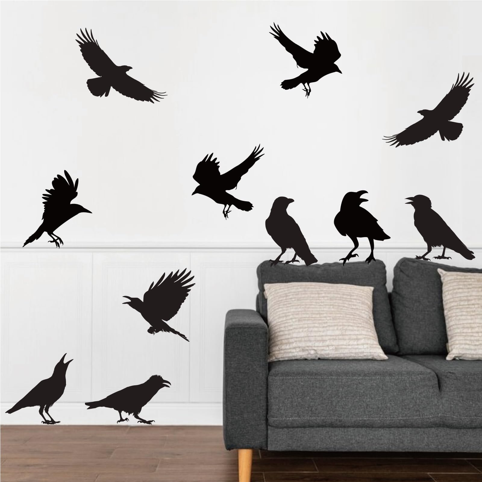 Amazon.com: Mozamy Creative Crow Wall Decals - Black Crows Decor for ...
