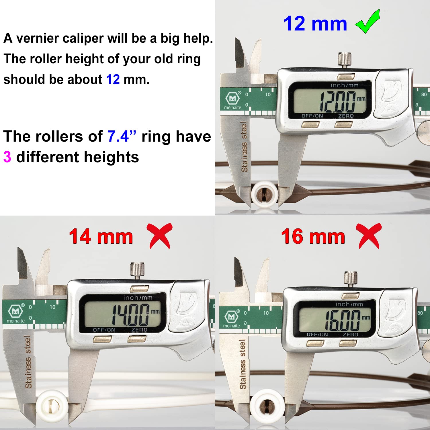 Jolaxy 7.4" Microwave Turntable Ring with 12 mm Rollers, Microwave Oven ...