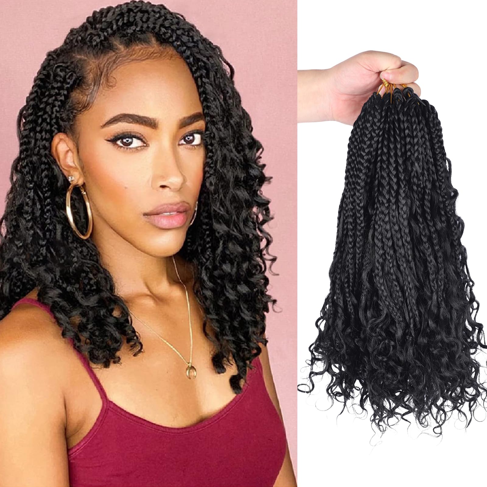 Goddess Box Braids Crochet Hair 14 Inch Boho Box Braids | Desertcart ...