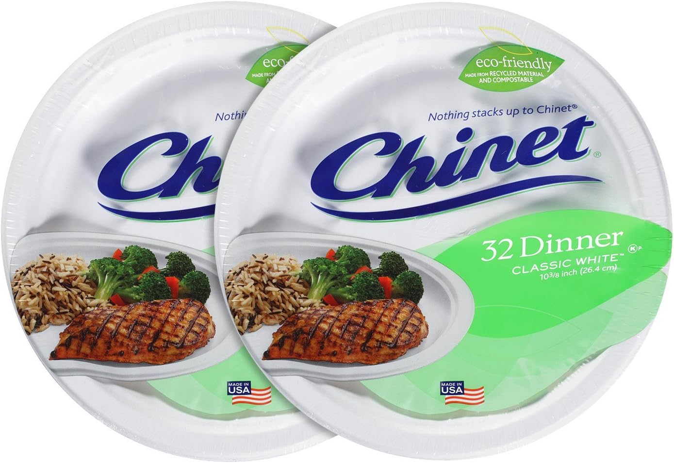 Amazon.com: Chinet Classic White Dinner Plate - 10.375 in - 32 ct - 2 ...