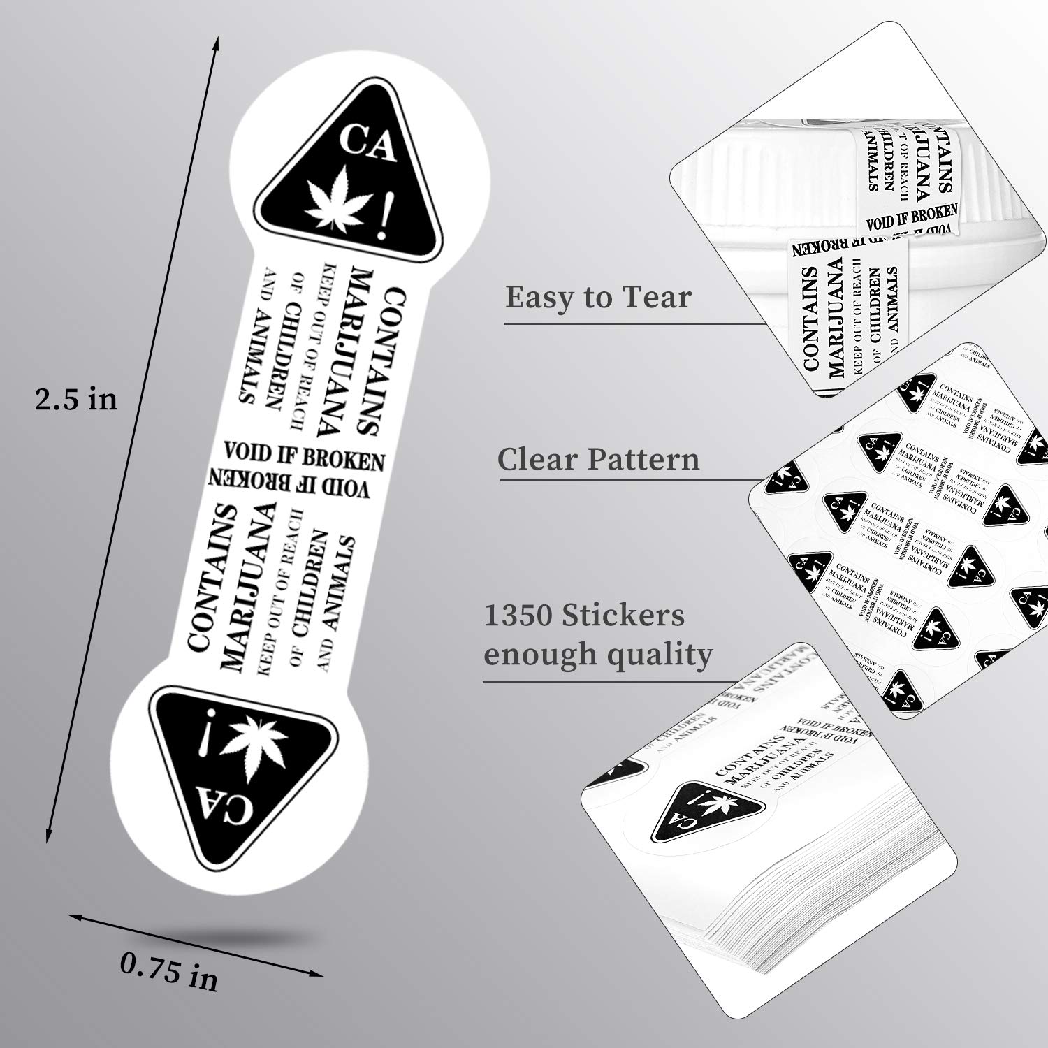 1350 Pieces California Universal Symbol Tamper Evident Compliant ...