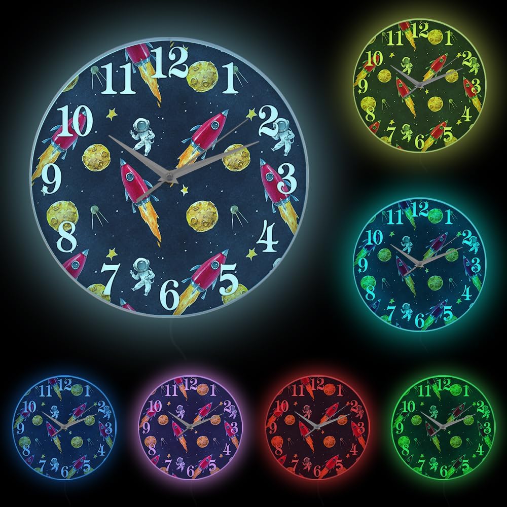Amazon.com: Geek Alerts Universe Astronaut 12inch Luminous Wall Clock ...