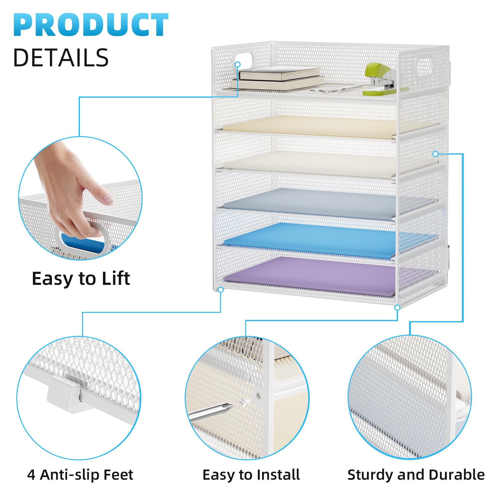 Snapklik.com : Marbrasse 6 Tier Paper Organizer Letter Tray - Mesh Desk ...