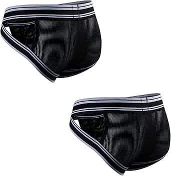 JOCKMAIL 2PCS/PACK Men's Briefs Underwear Wide Belt Mesh Athletic Sport ...