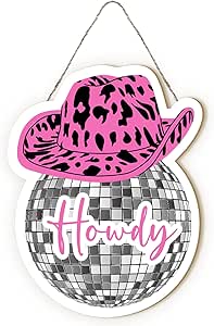 Amazon.com: MOTERMATE Preppy Howdy Disco Ball Sign Decor, Western Girls ...