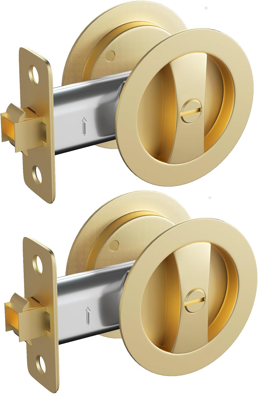 Goldenwarm Brushed Gold Pocket Door Hardware - Lock, Handle, Privacy ...