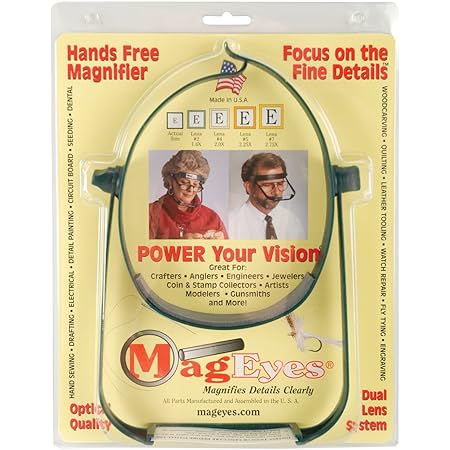 Mag Eyes MagEyes Magnifier, Lenses #5 (2.25x) & #7 (2.75x)-dk Green ...