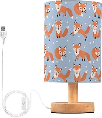 YYZZH Table Lamp Cute Cartoon Fox with Dot Pattern Foxy Endless on Blue ...