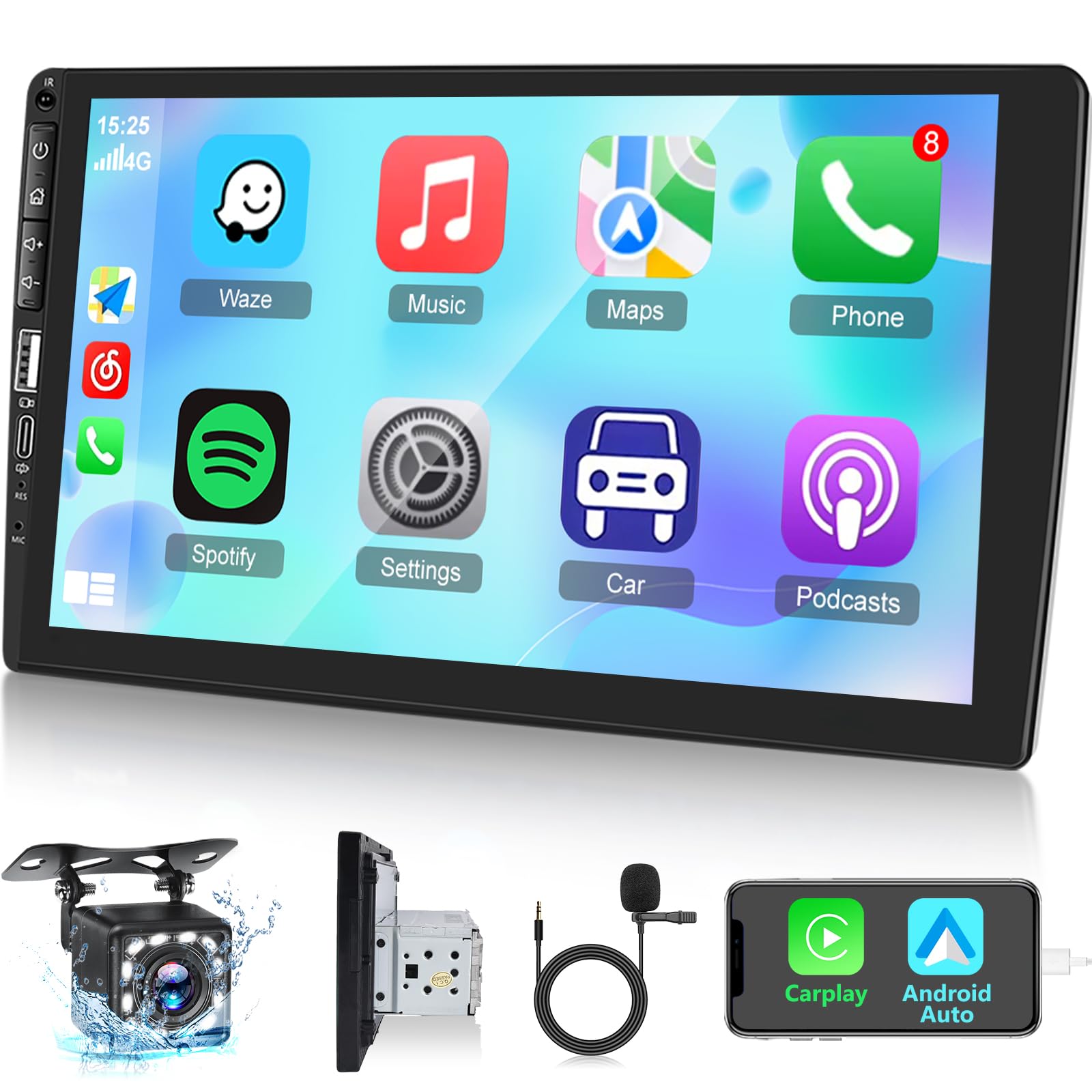 Amazon.com: Single Din Touchscreen Radio 9 Inch - Carplay and Android ...