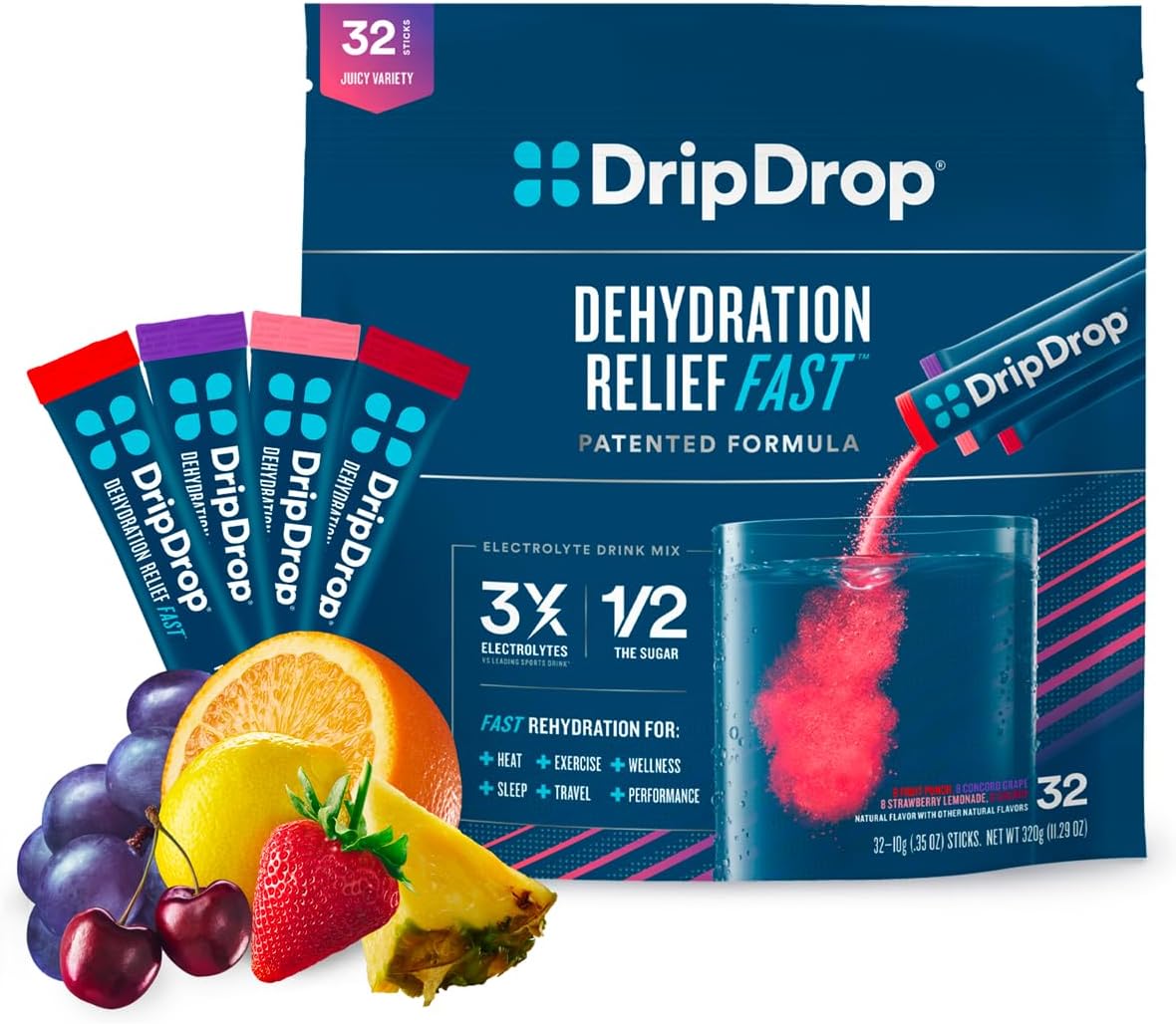 Amazon.com: DripDrop Hydration Juicy Variety Pack Electrolyte Drink Mix ...
