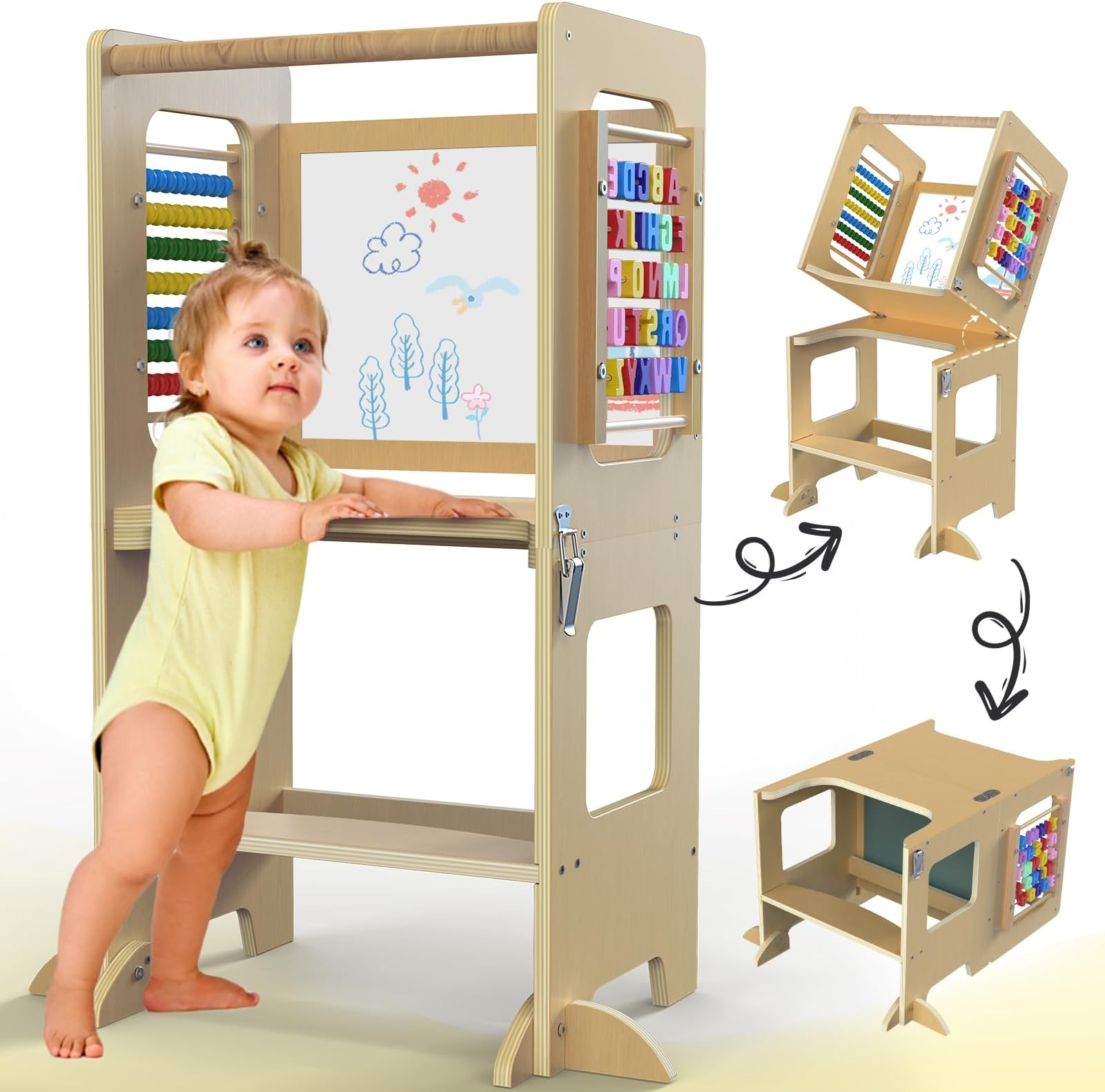 Amazon.com: Toddler Kitchen Stool Helper, Toddler Tower, Foldable ...