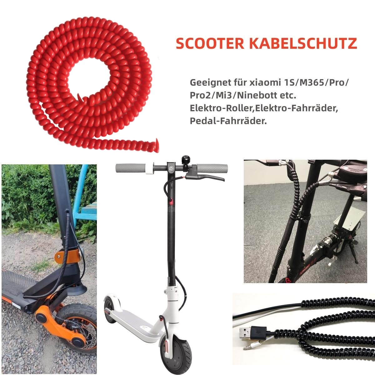 YQQXCY 2 m Scooter Cable Protector Spiral Cable Tube for Ninebot G30 ...