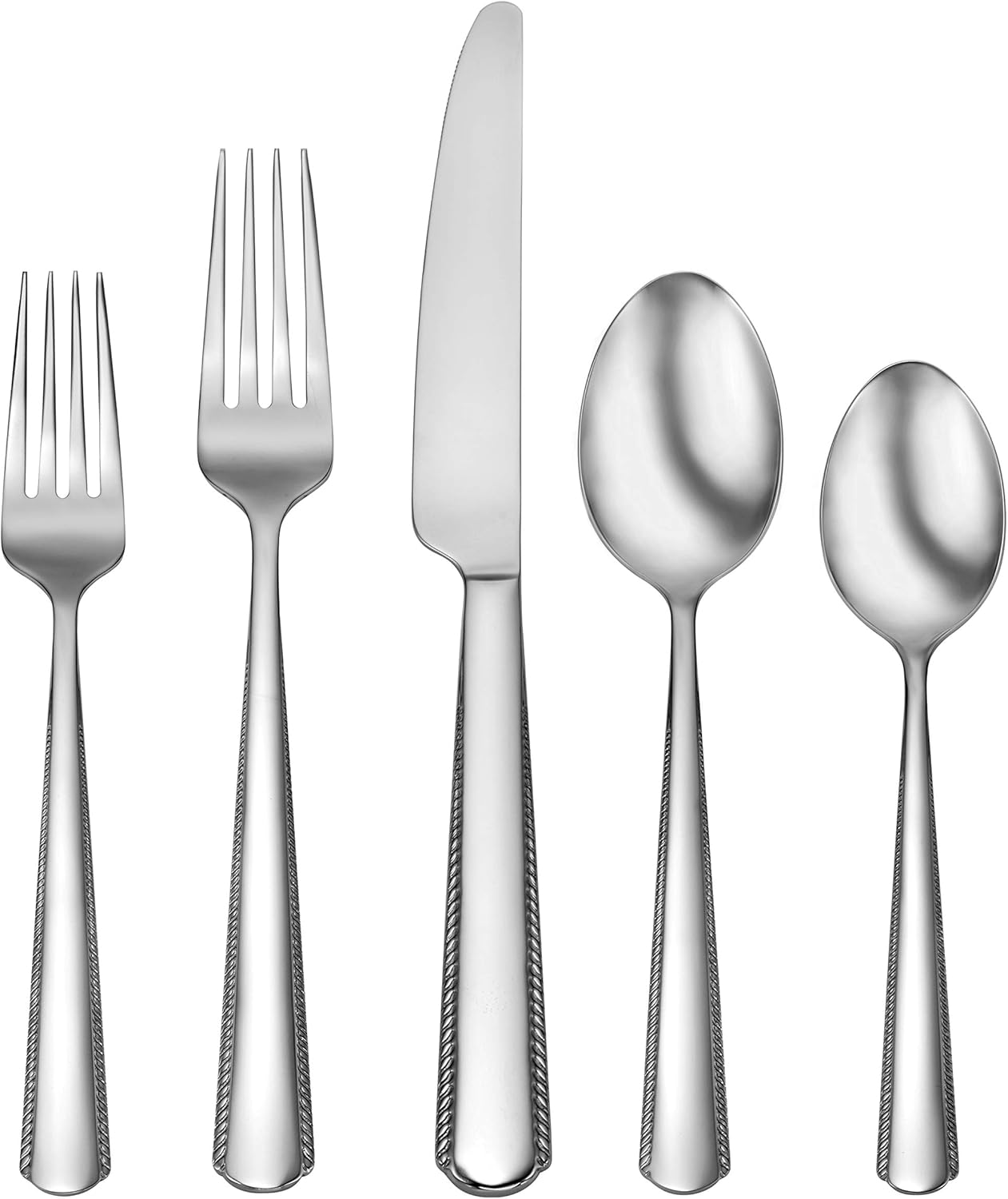 Oneida Gable 42 Piece Everyday Flatware, Service for 8 18/0 Stainless Steel, Silverware Set ...