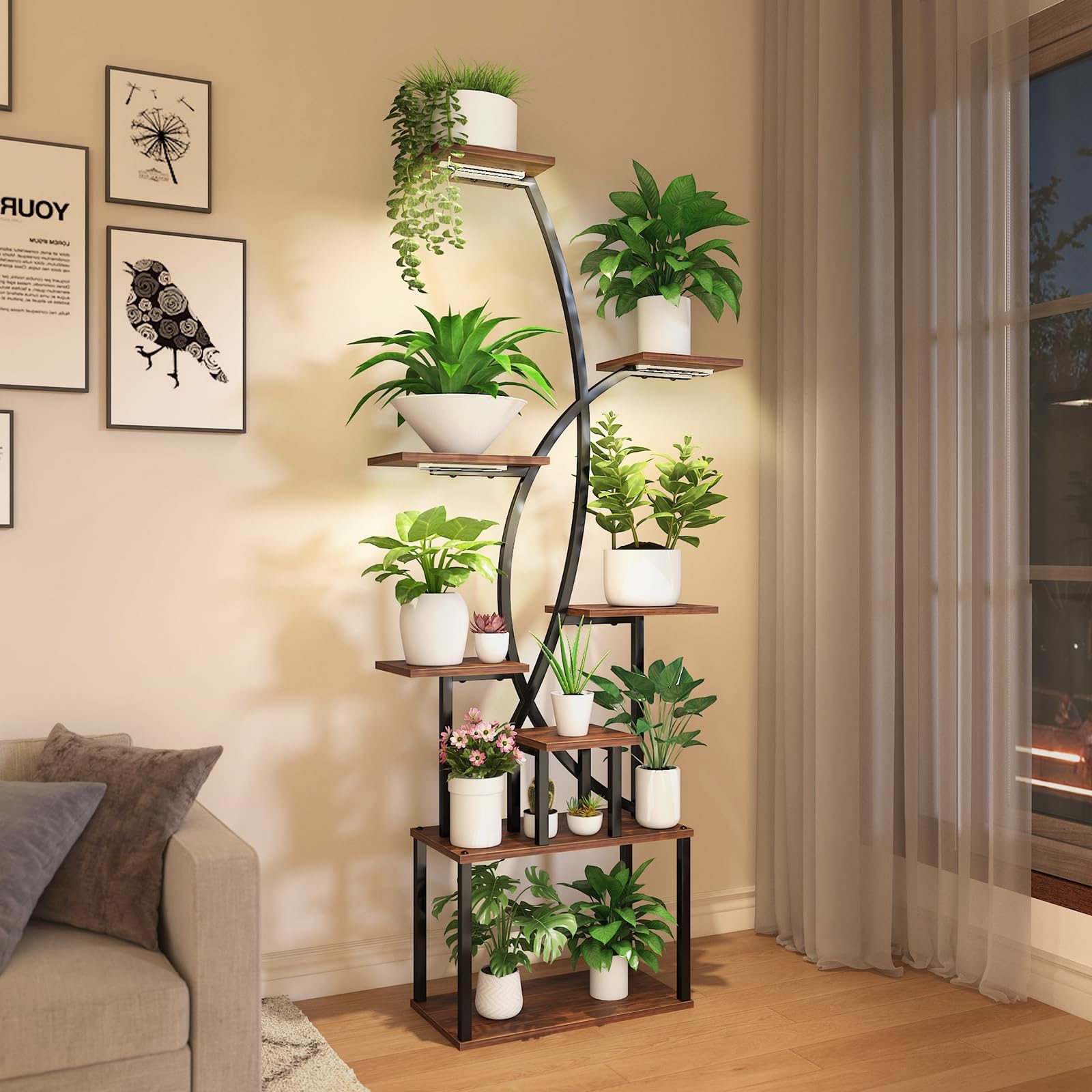 Amazon.com: WIWIDRM Large Plant Stand Indoor with Grow Light,6 Tiered ...