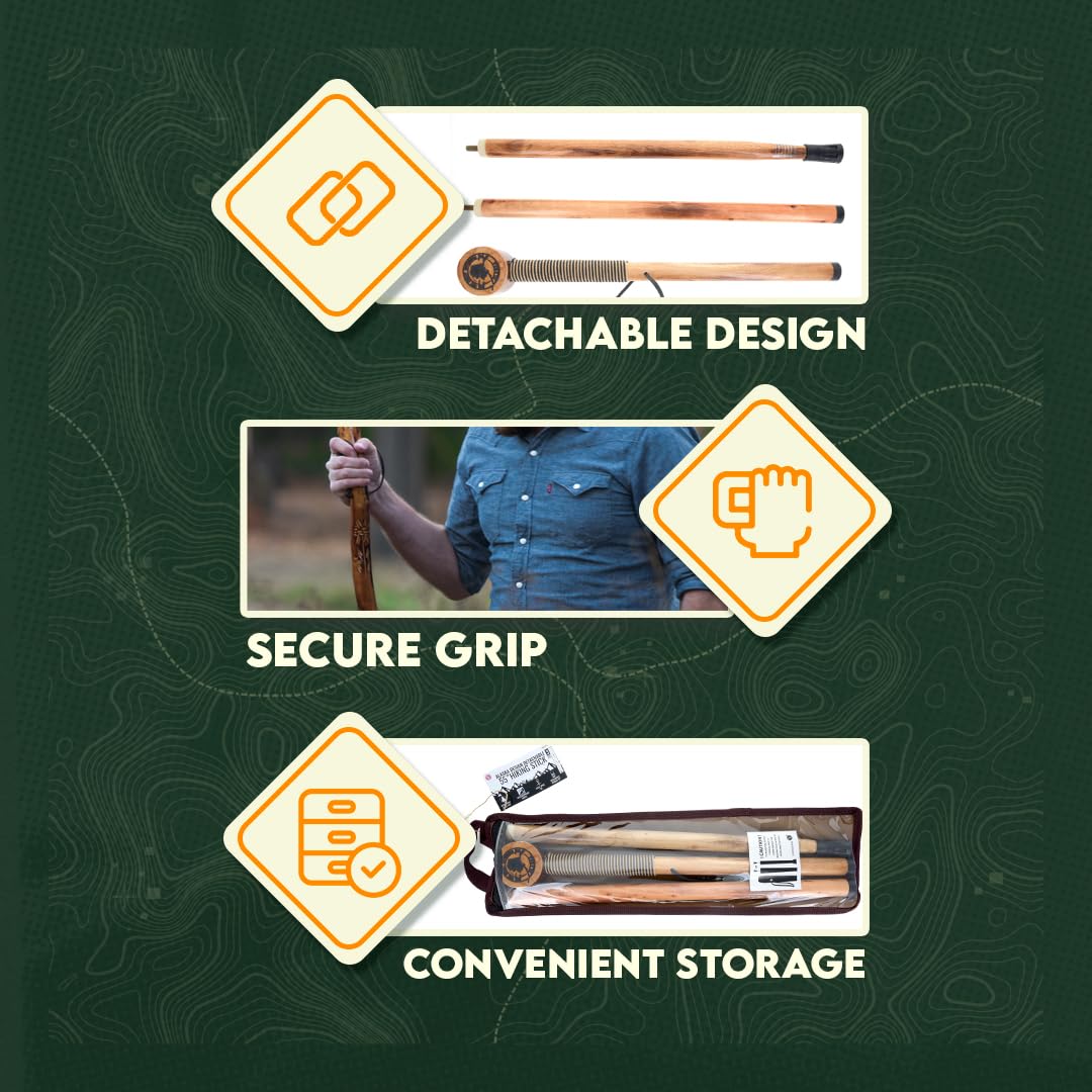 Snapklik.com : SE 55" Detachable Pine Wood Hiking Stick