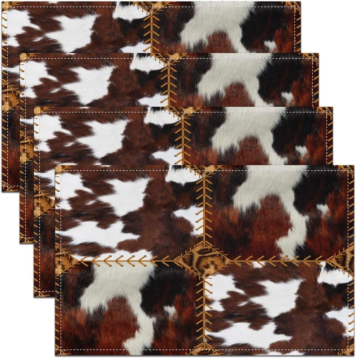 Amazon.com: Not Real Brown Cowhide Placemats 12X18, Black White Aztec ...