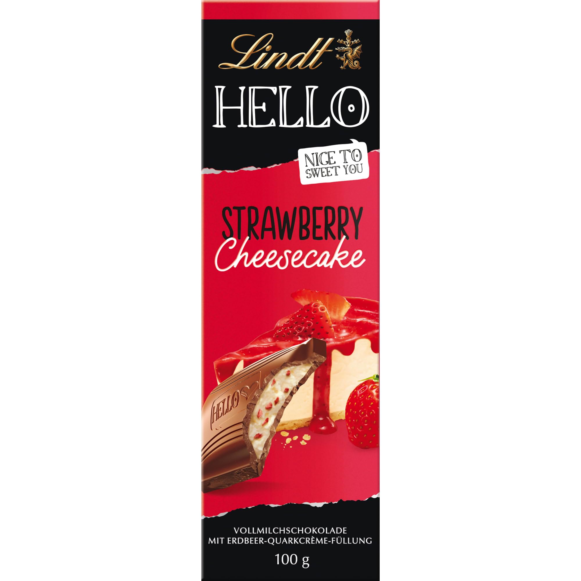 Lindt Schokolade HELLO Strawberry Cheesecake | 100 g Tafel | Vollmilch ...