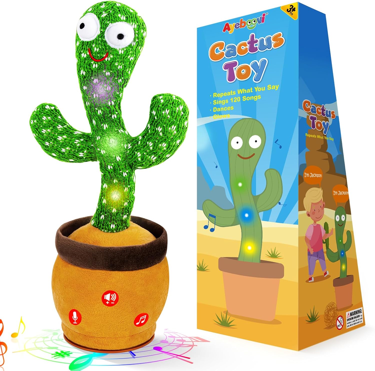 Amazon.com: Ayeboovi Baby Toys Dancing Talking Cactus, Volume ...