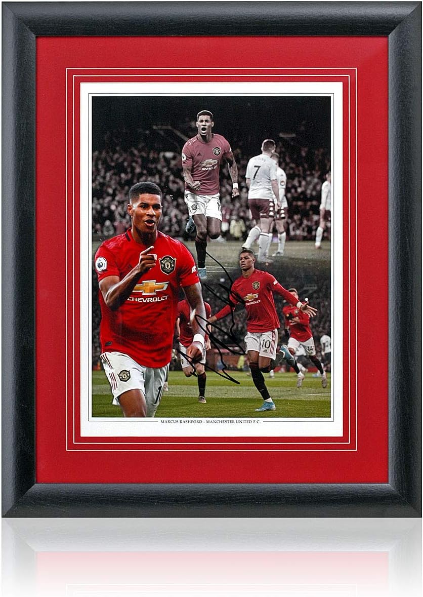 BSM Marcus Rashford Hand Signed Man Utd Montage AFTAL COA : Amazon.co ...