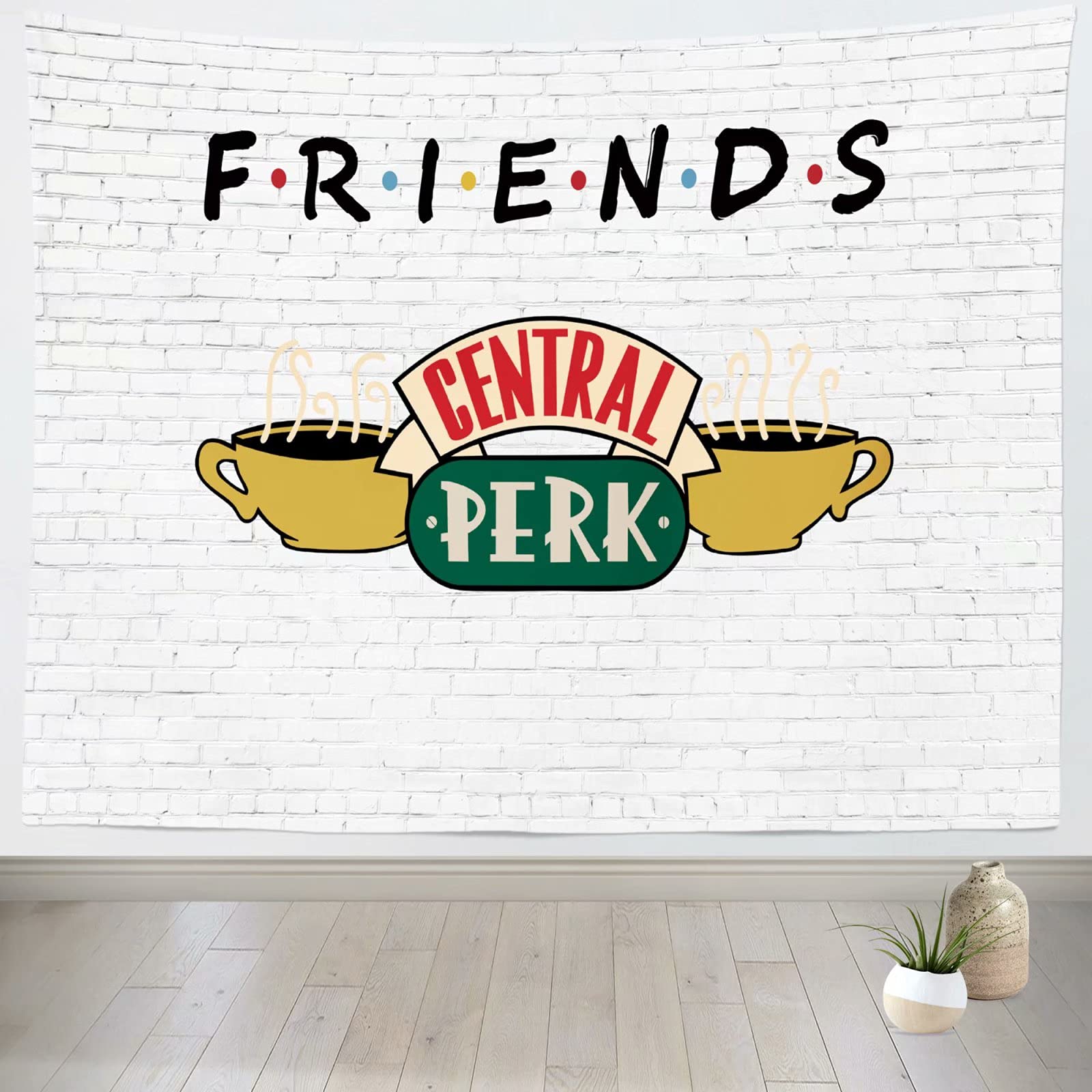 Buy Loccor 7x5ft Fabric Central Perk Friends Backdrop White Brick Wall ...