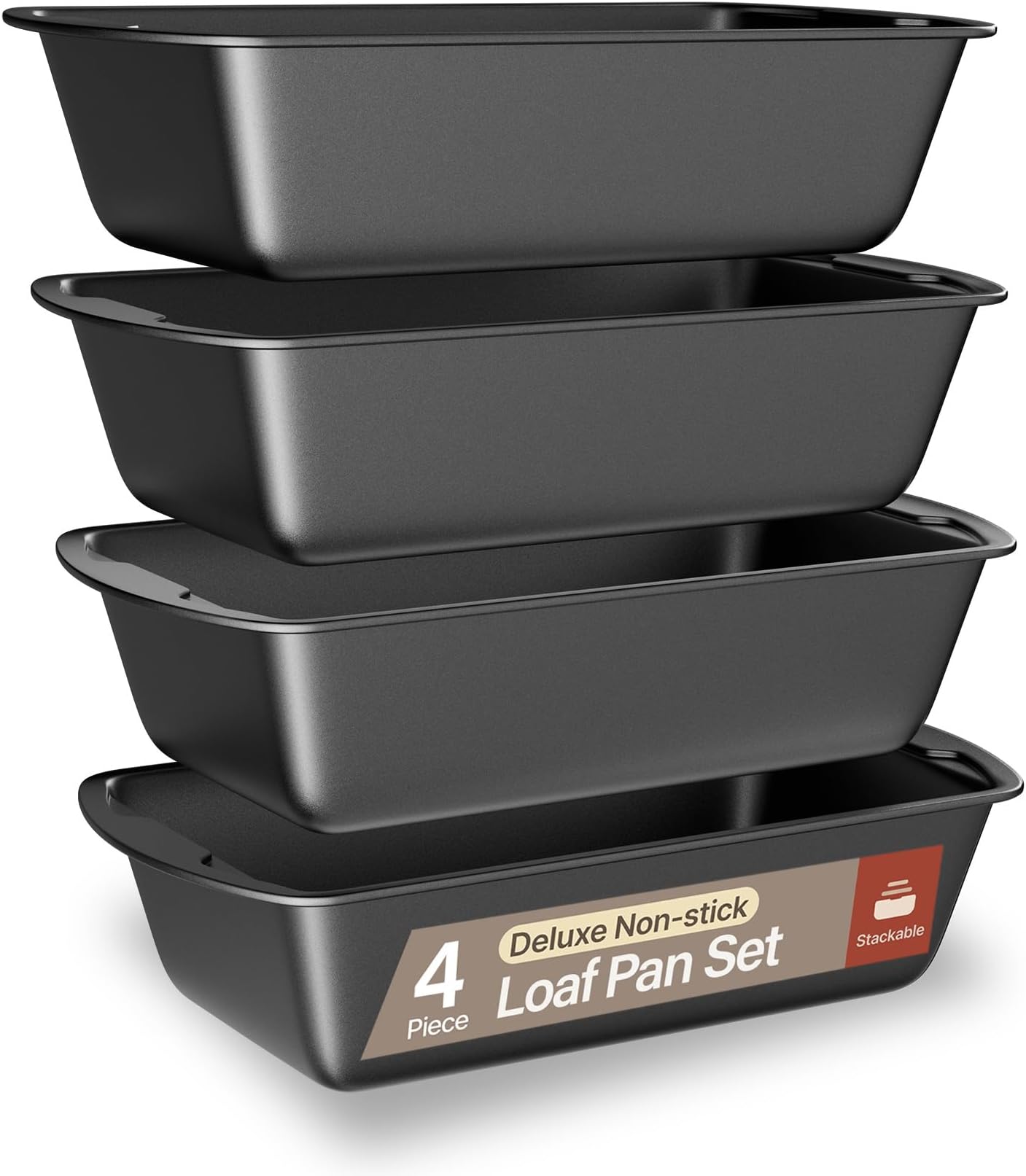 Amazon.com: Patelai 4 Pieces Nonstick Bread Pan Loaf Pan 8.5 x 4.5 Inch ...