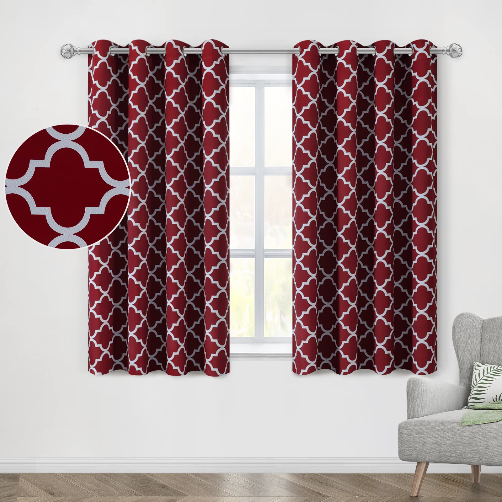 Amazon.com: HOMEIDEAS Burgundy Blackout Curtains for Bedroom Living ...