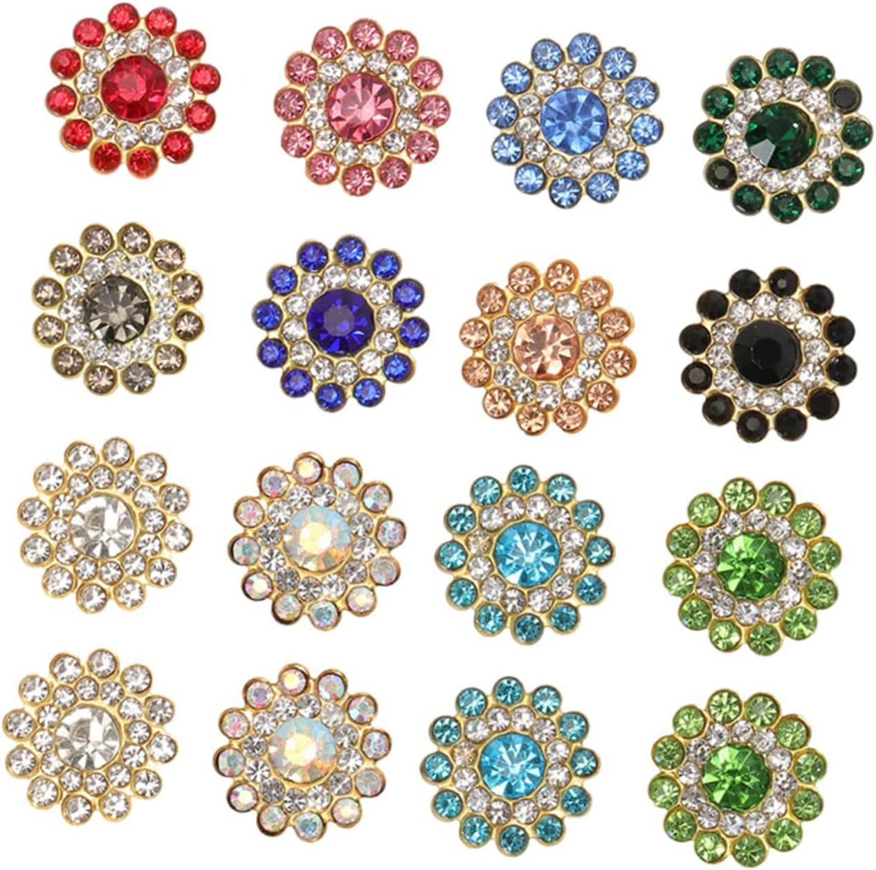Amazon.com: ULDIGI 100pcs 14mm Sun Flower Drill Flatback Rhinestones ...
