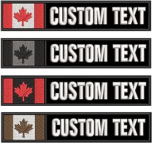 2PCS Customizable Name Patches, Personalized Tactical Morale Embroidered Name Tags with Canada ...