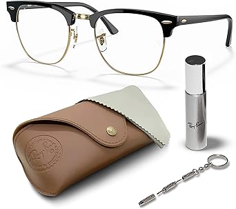 Amazon.com: Ray-Ban RB3016 CLUBMASTER BLUE-VIOLET LIGHT CLEAR Square ...