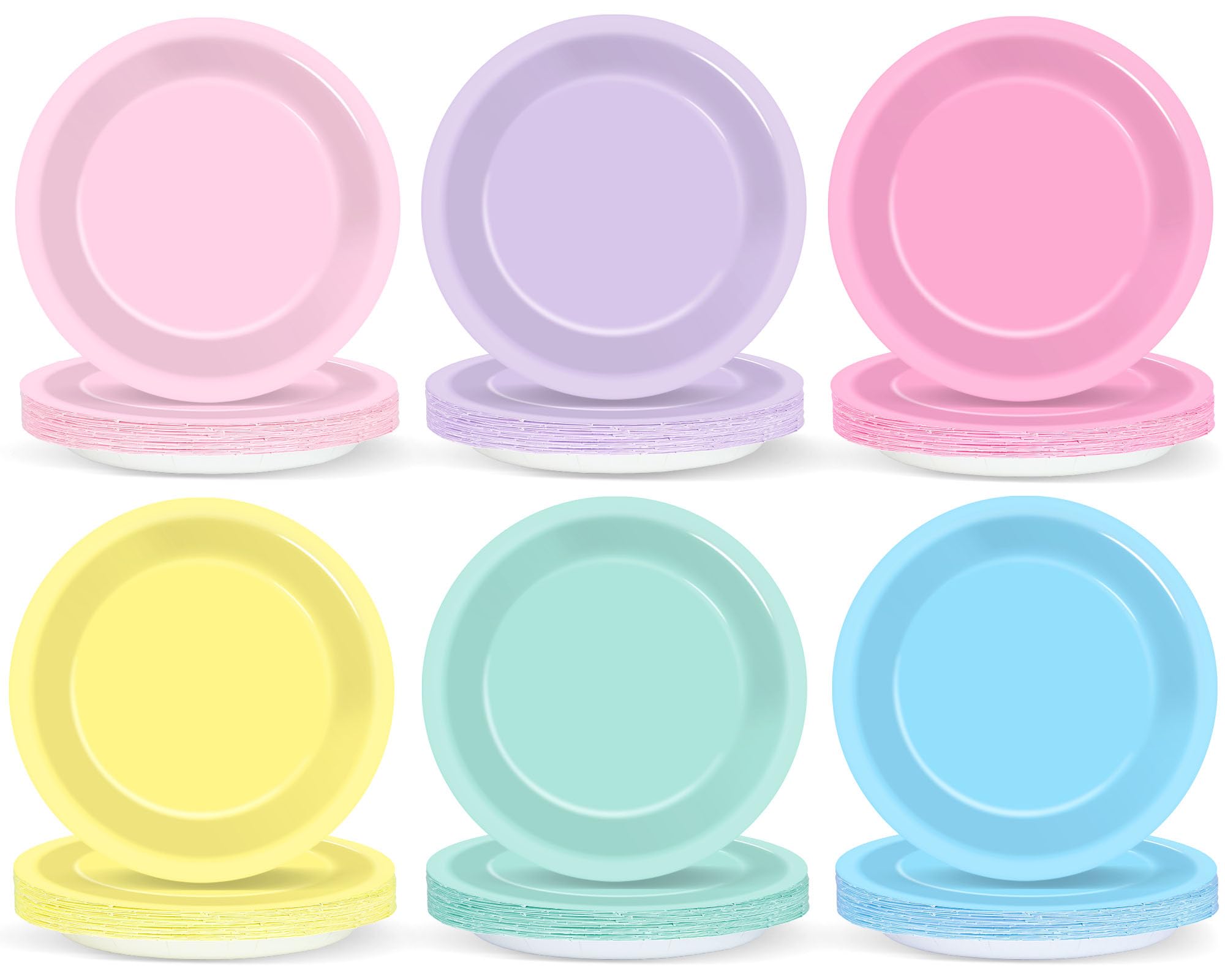 Amazon.com: 48Pcs Pastel Party Plates Pastel Party Supplies 7" Pastel ...