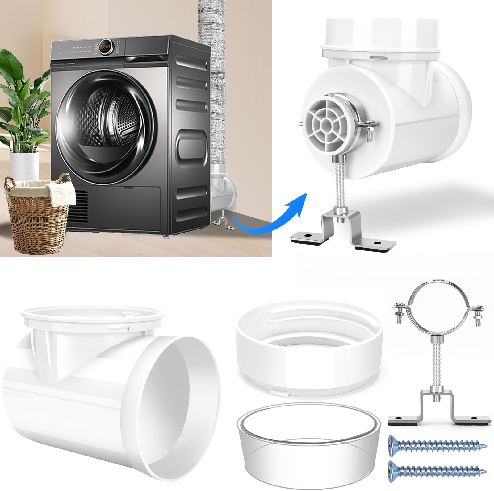 Amazon.com: Laundry Dryer Connection Kit,90 Degree Dryer Vent Adapter ...