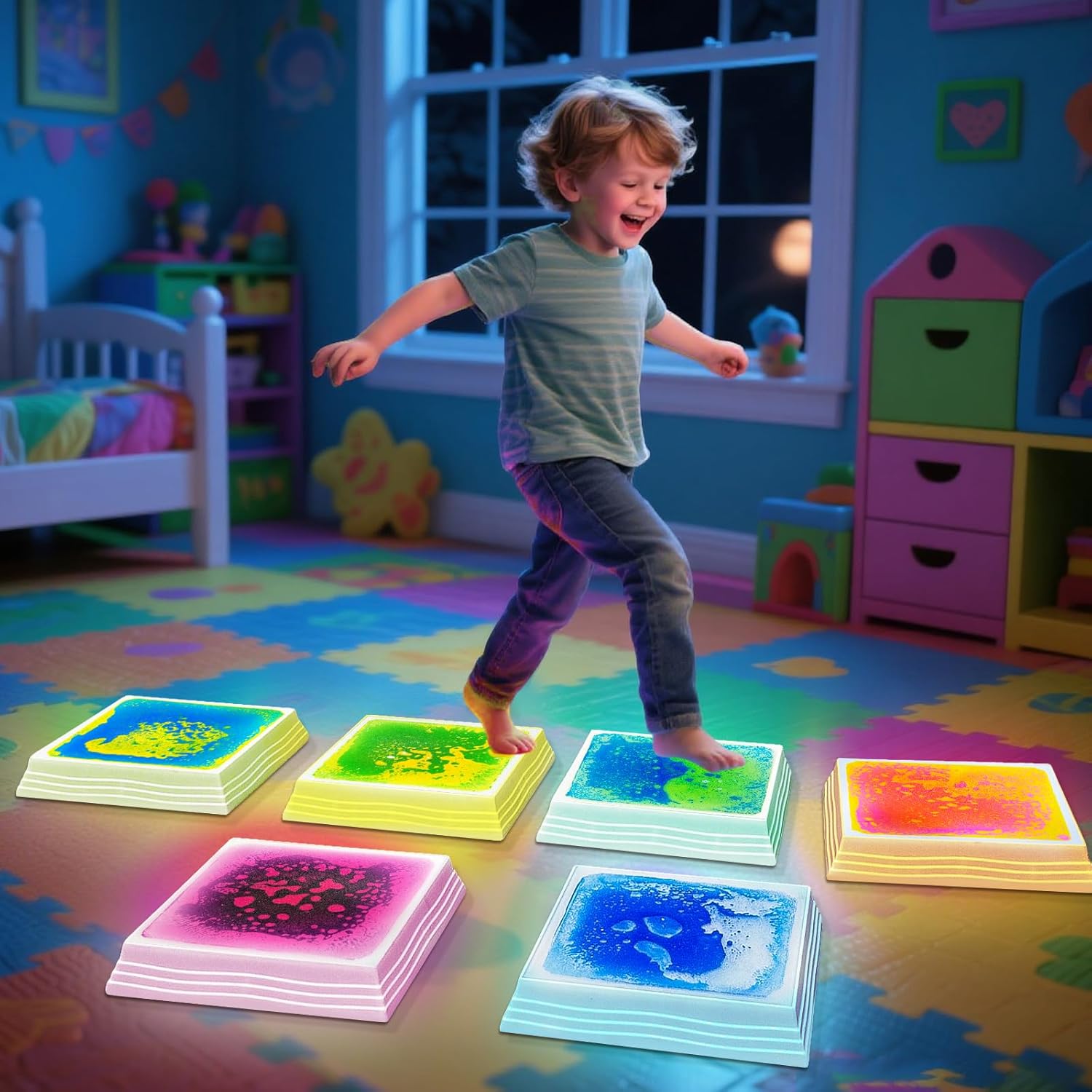 Amazon.com: Azulejos sensoriales iluminados para niños, tapete de juego ...