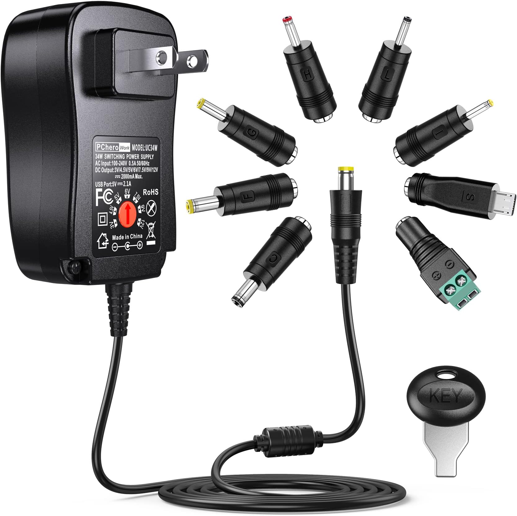 Amazon.com: 2 Pack 12V 3A Power Supply Adapter, 3000mA 36W AC DC ...