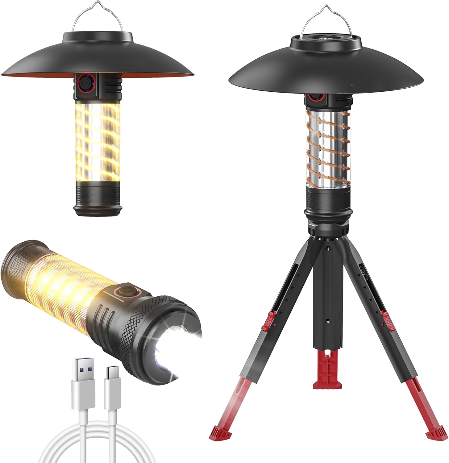 Amazon.com: Deipto Small Camping Lantern Rechargeable with Tripod ...