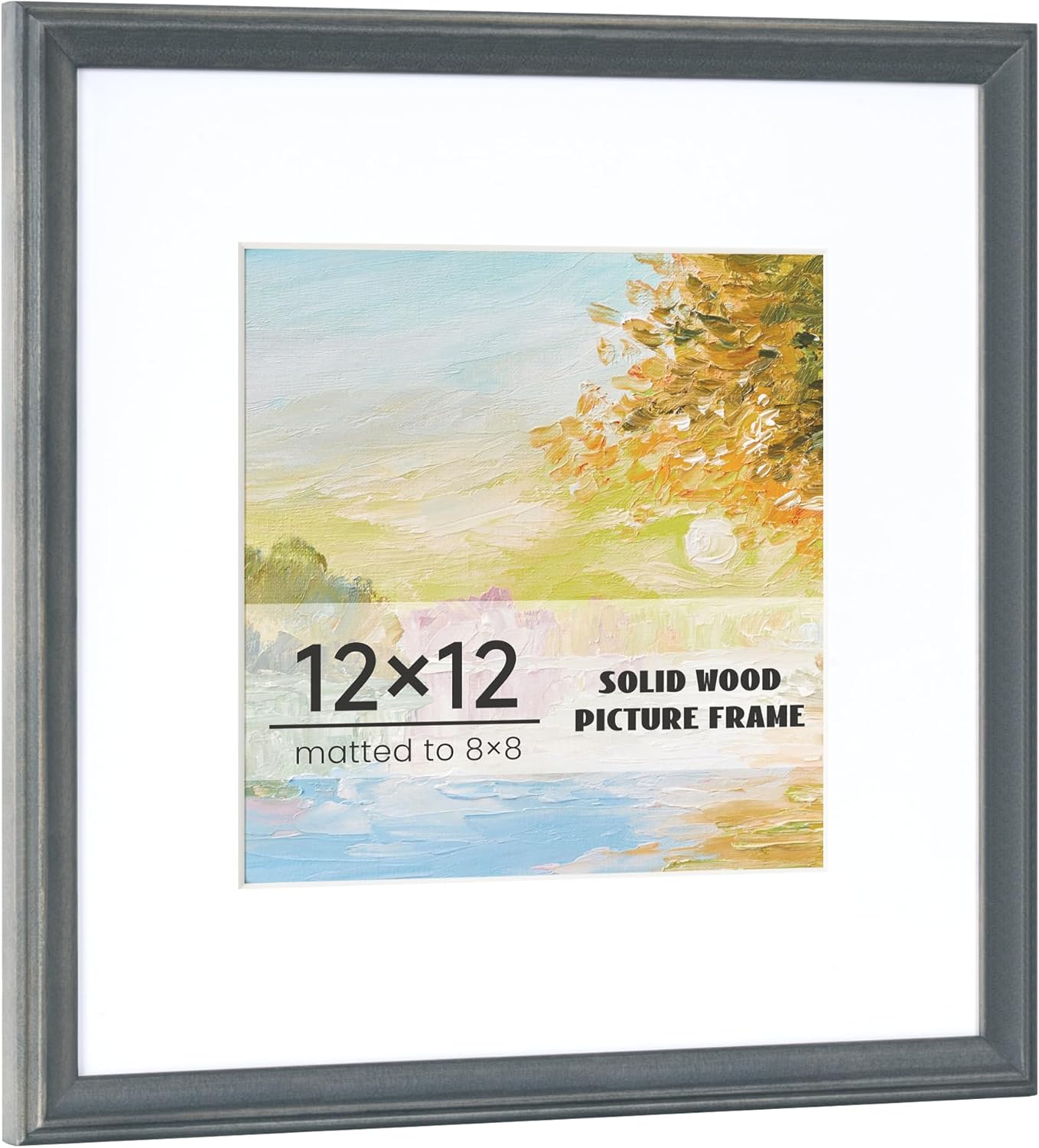 Amazon.com - FLYJOE 12x12 Square Picture Frame with Mat to 8x8, Solid ...
