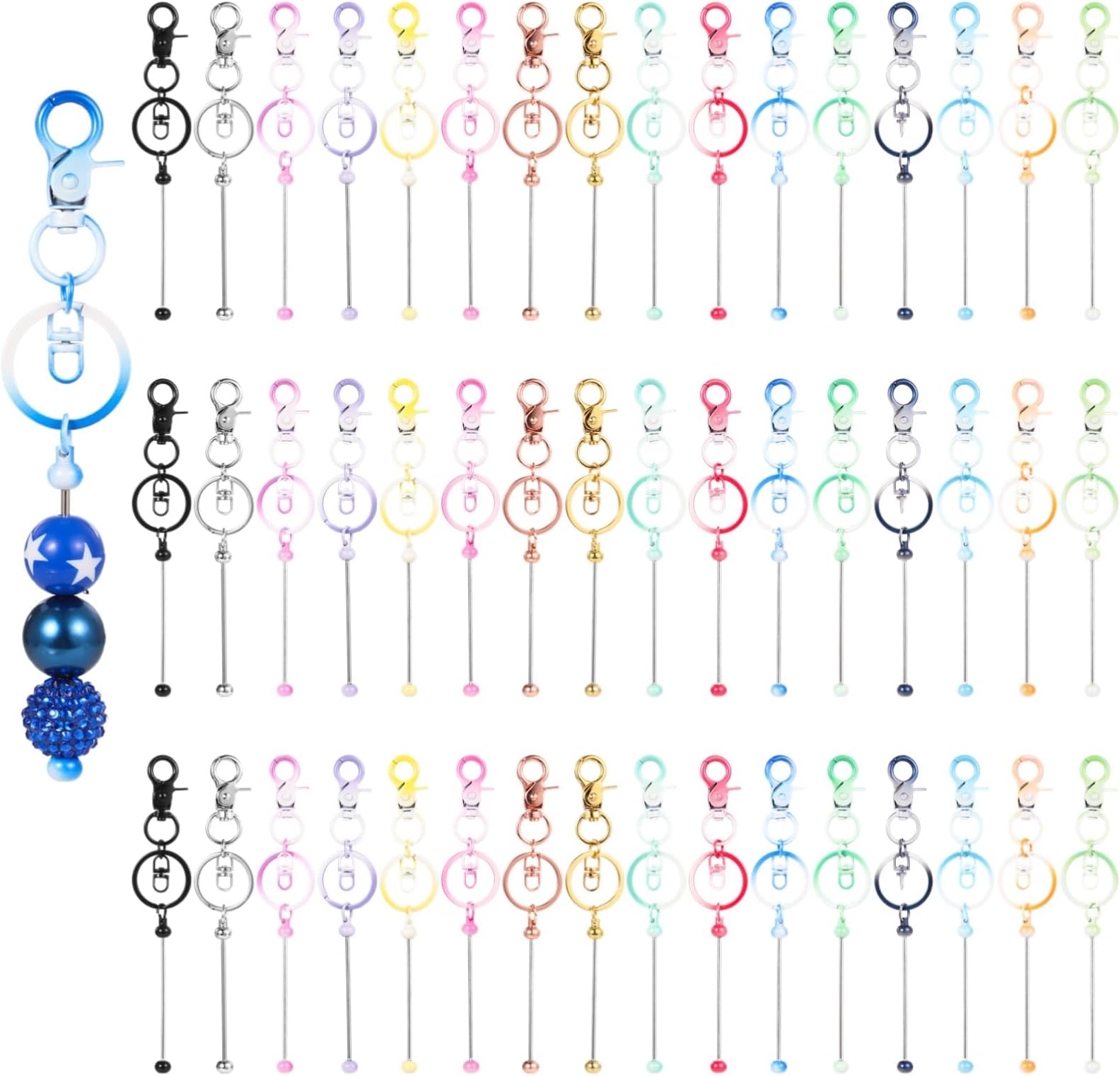 Amazon.com: OMISTAR 48 Pcs Beadable Keychains Bars, DIY Multicolor ...