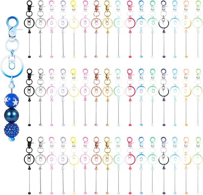 Amazon.com: OMISTAR 48 Pcs Multicolor Metal Beadable Keychains, DIY ...