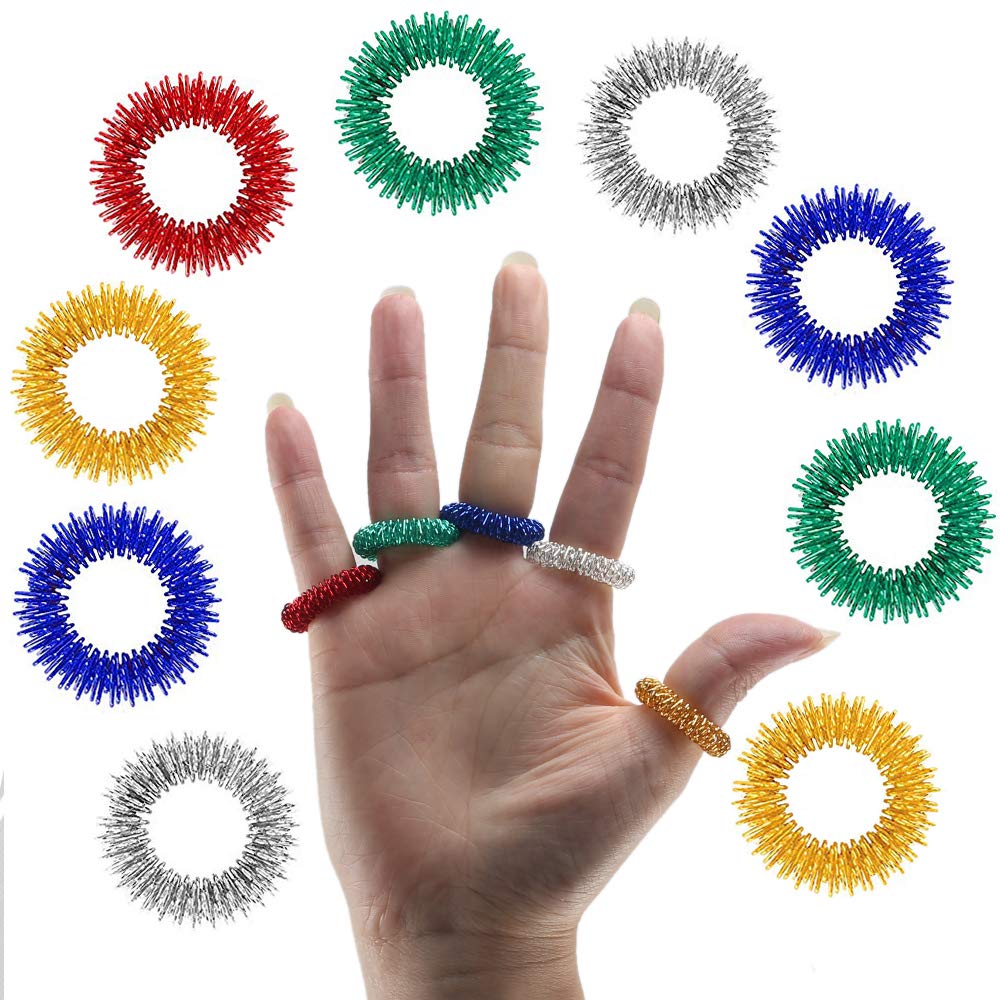 Buy Acupressure Massage Rings FOGAWA 15 pcs Spiky Sensory Finger Rings ...