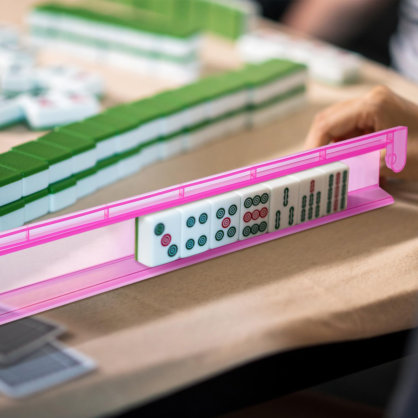 Glimin 4 Sets All in One Mahjong Racks with Pushers, Clear Acrylic ...