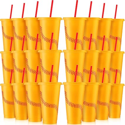 Amazon.com | SiliFine 24 Pcs Softball Cups Bulk Plastic Cups with Lid ...