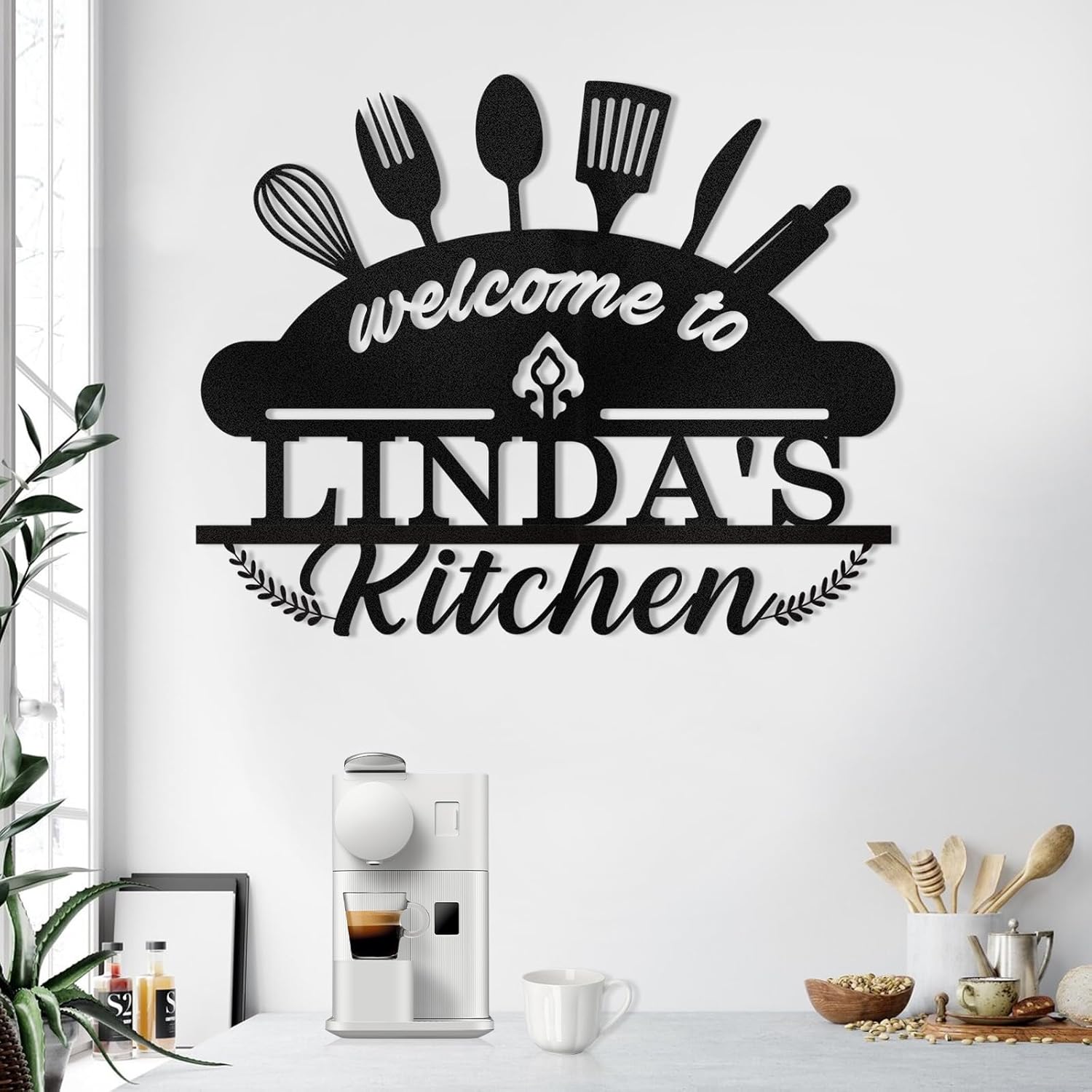 Personalized Metal Kitchen Sign - Modern Farmhouse Wall Decor Art ...