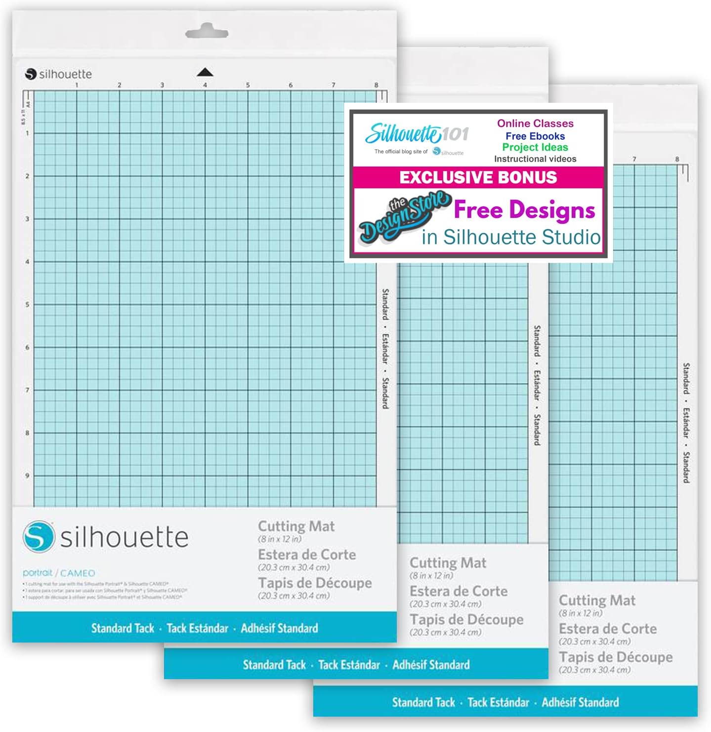 Amazon.com: Silhouette Standard 8 inch Cutting mat 3 Pack for use with ...