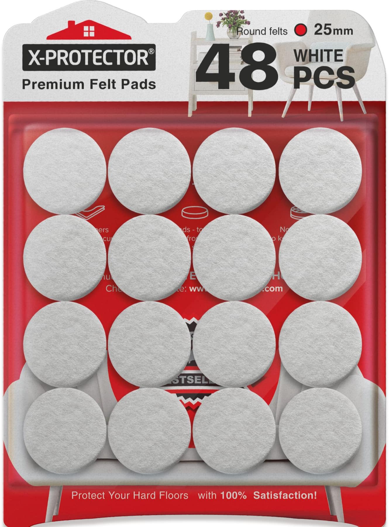 DanziX 60 Pcs Furniture Pads, 1 inch Non Slip Felt Floor Protector ...
