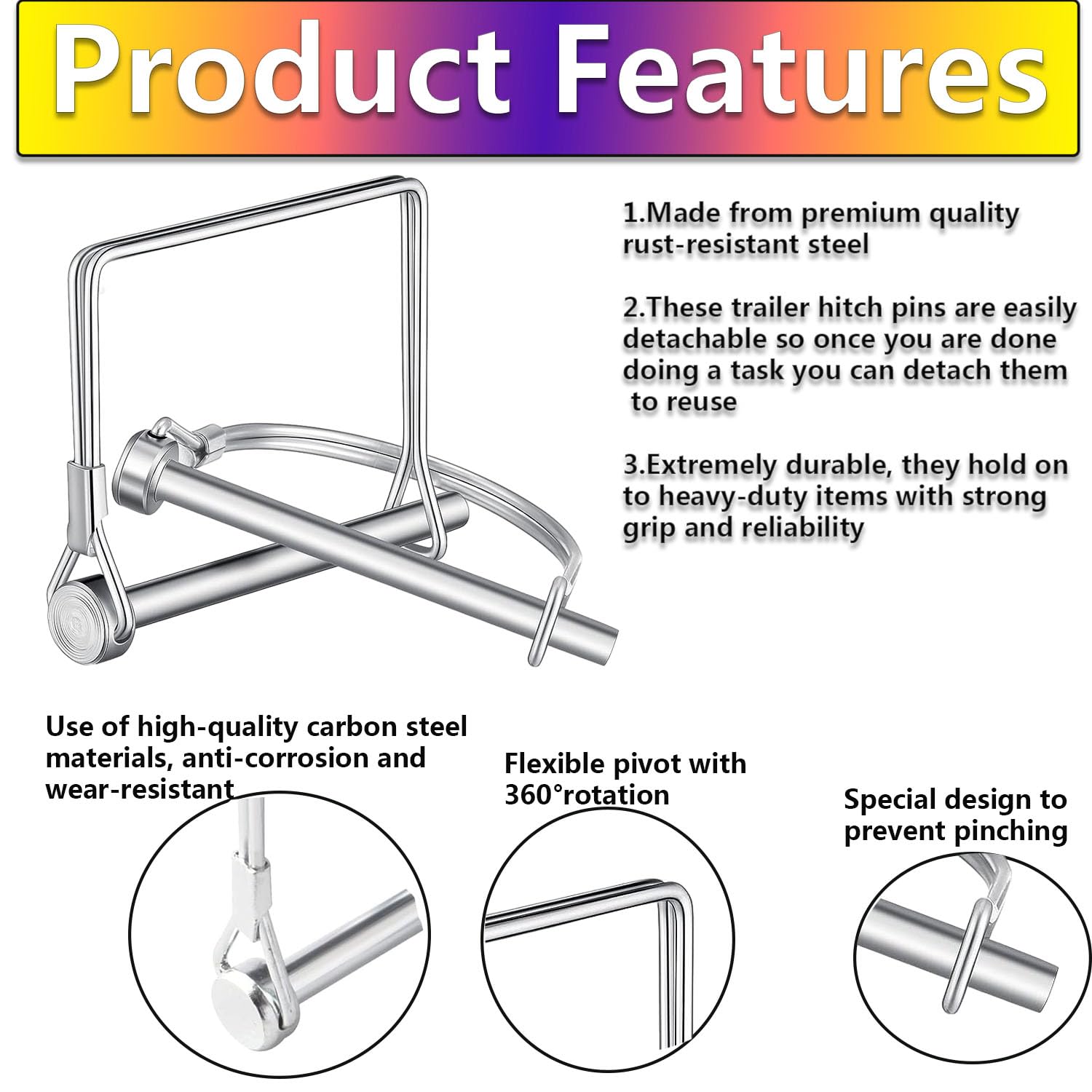 Snapklik.com : Trailer Clips Locking Pin, 10pcs Pto Pin Shaft Locking ...