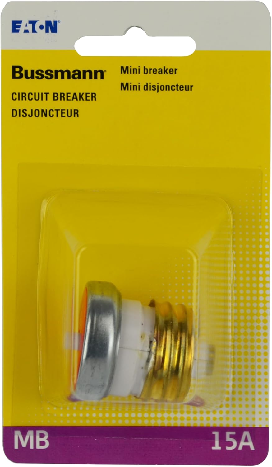 Bussmann BP/MB-15 15 Amp Edison Base Plug Fuse Circuit Breaker, 125V ...