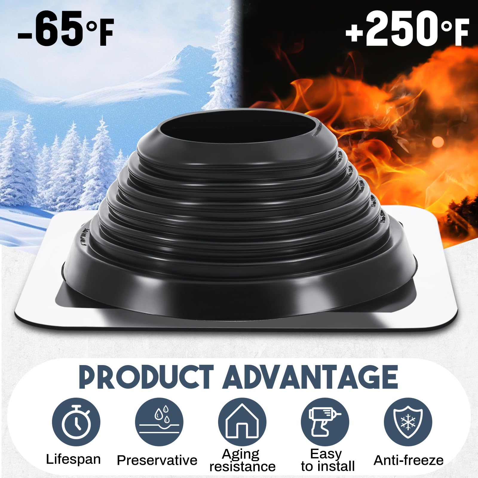 7 Flexible Roof Jack Pipe Boot Pipe Flashing Boot For Pipe OD 6" To 11 ...