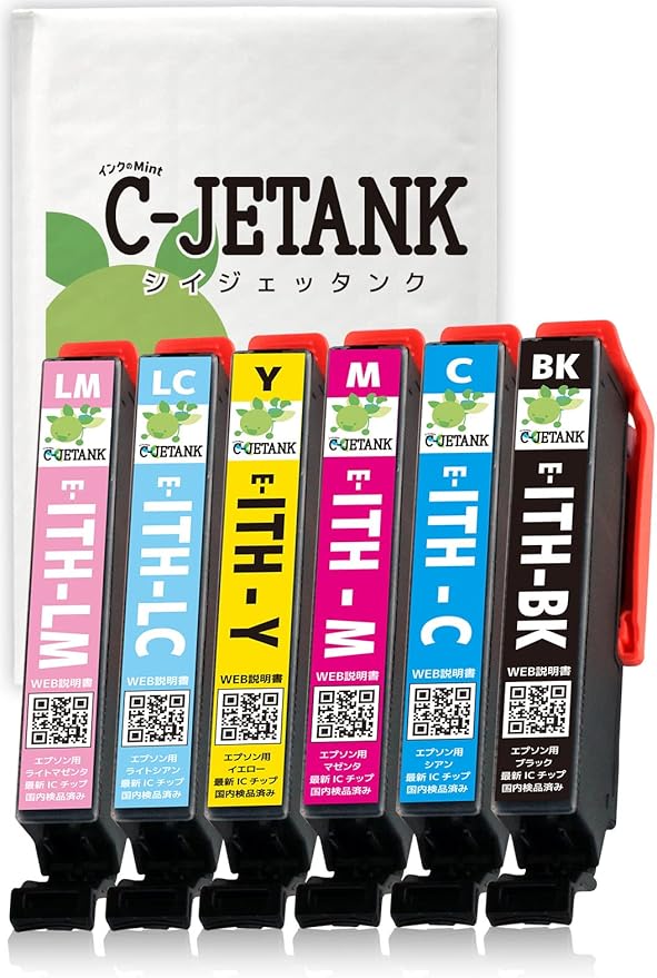 Amazon.co.jp: C-JETANK インクカートリッジ ITH-6CL 「 いちょう 」 エプソン用 新互換インク 最新ICチップ QR WEB説明書付き 残量表示あり [三大保証1 ...