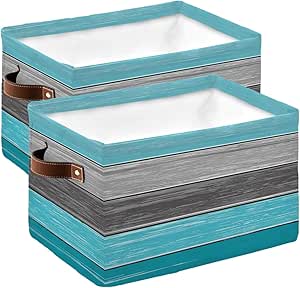 Amazon.com: 2 Pack Large Storage Baskets Bins Aqua Grey Ombre ...